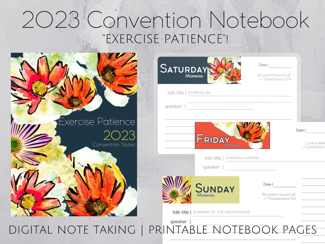EXERCISE PATIENCE 2023 Convention Notebook Hyperlinked Hand Drawn ...