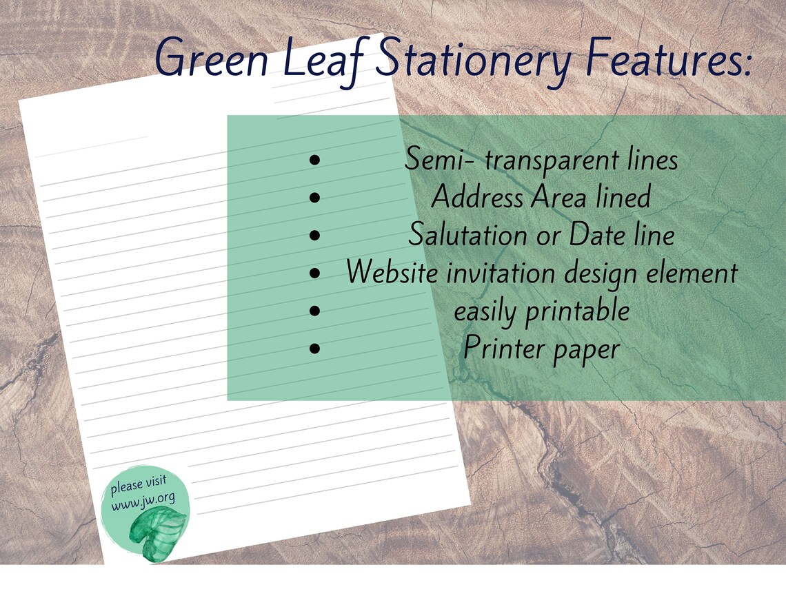 Green Leaf Stationery Printable/Digital Letter writing paper | Etsy
