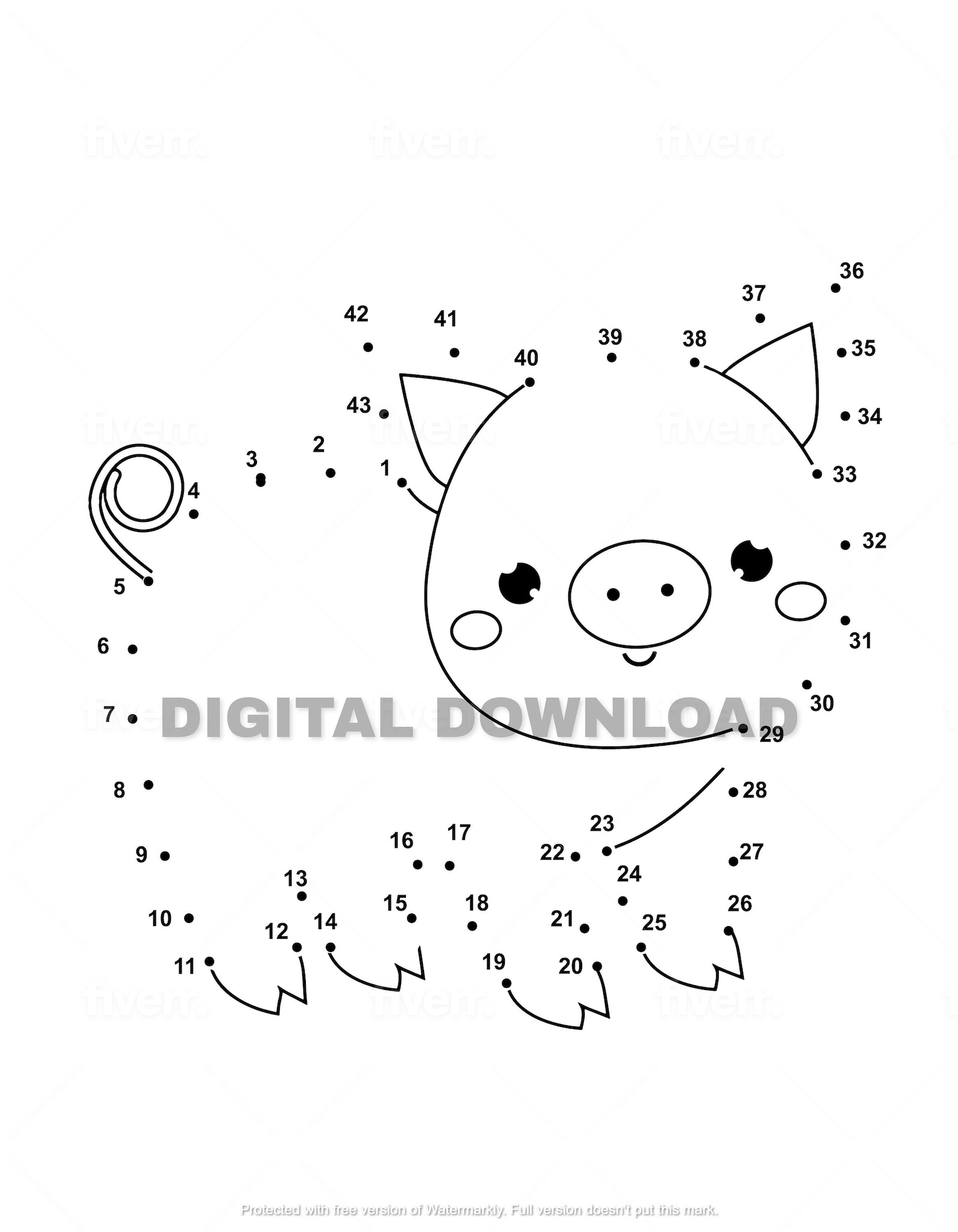 Farm Animals Dot to Dot Colouring Pages Digital Download - Etsy