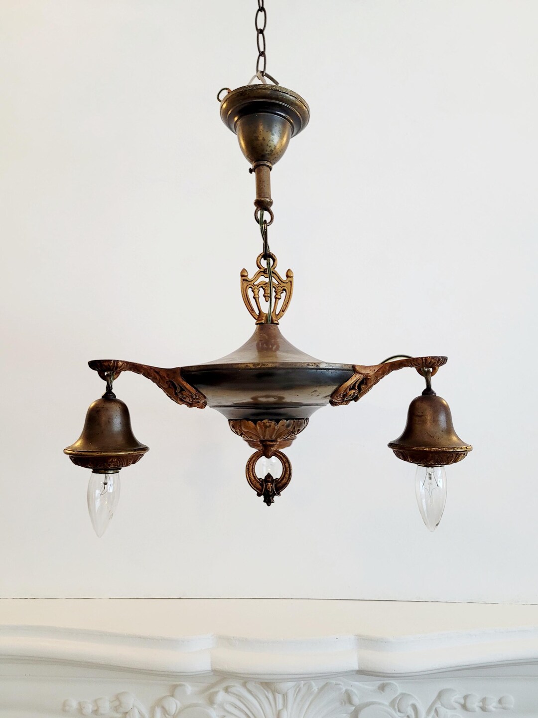 Antique Victorian Pan Light Chandelier, Art Deco, Art Nouveau, Ornate ...