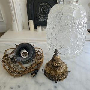 Vintage Plug-in Swag Lamp, Art Deco Art Nouveau Bubble Swirl Glass ...