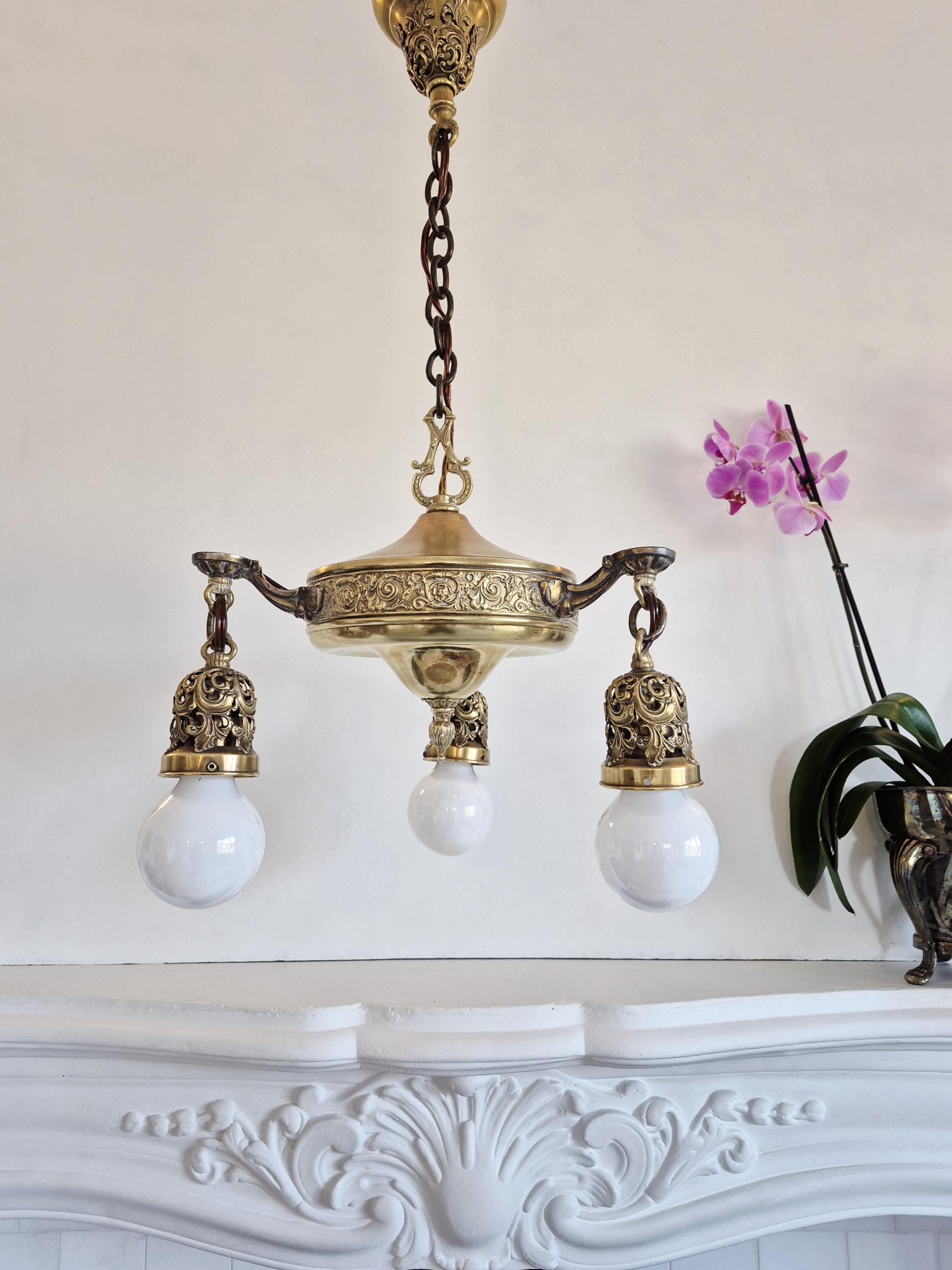 Antique Victorian Pan Light Chandelier, Art Deco, Art Nouveau, Ornate ...