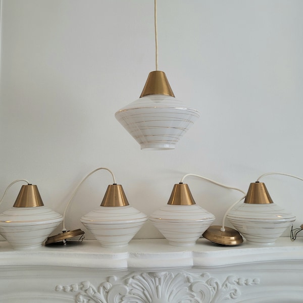 Mcm Glass Pendant Light Vintage - Etsy