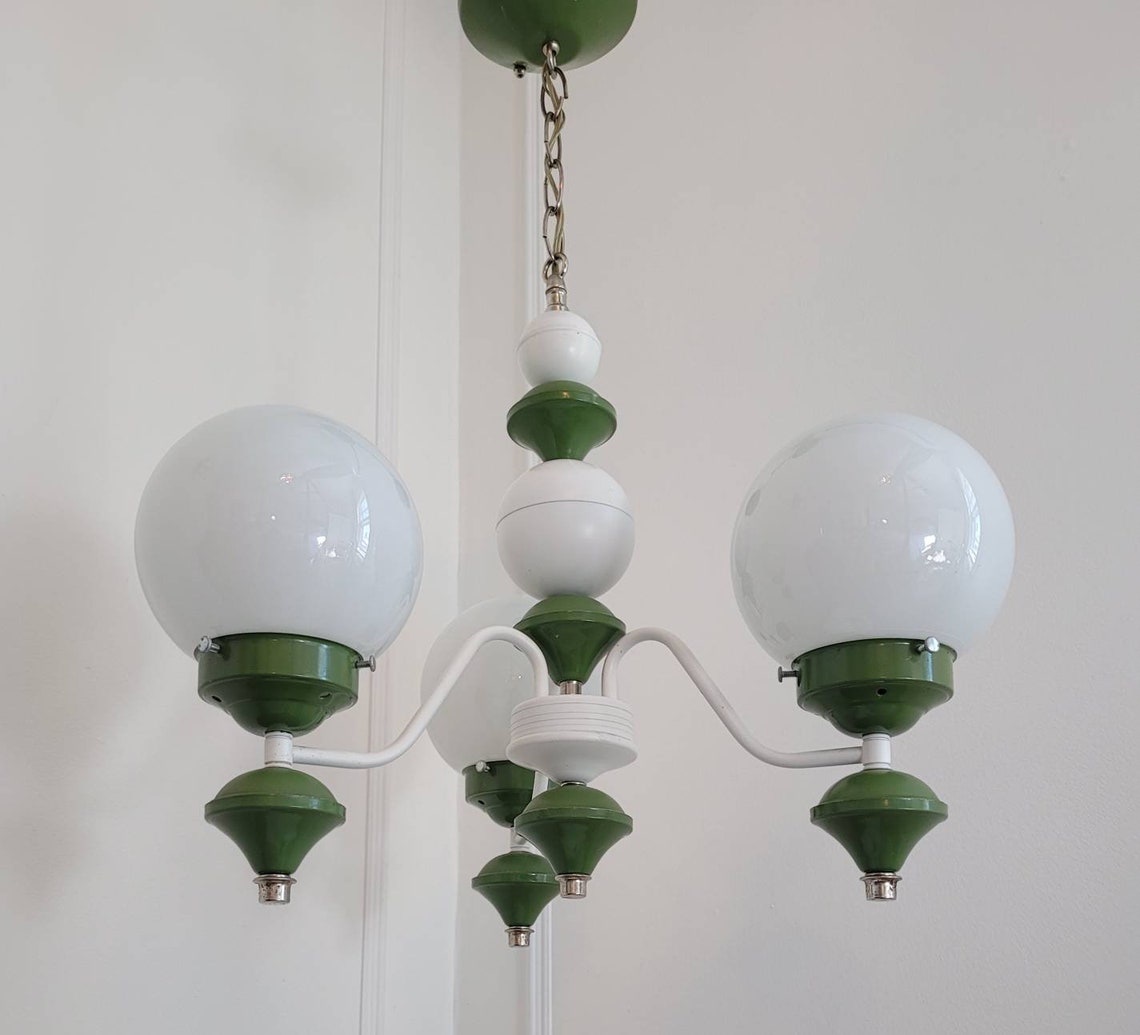 Vintage MCM Avacado Green Atomic Light Fixture Mid-century | Etsy