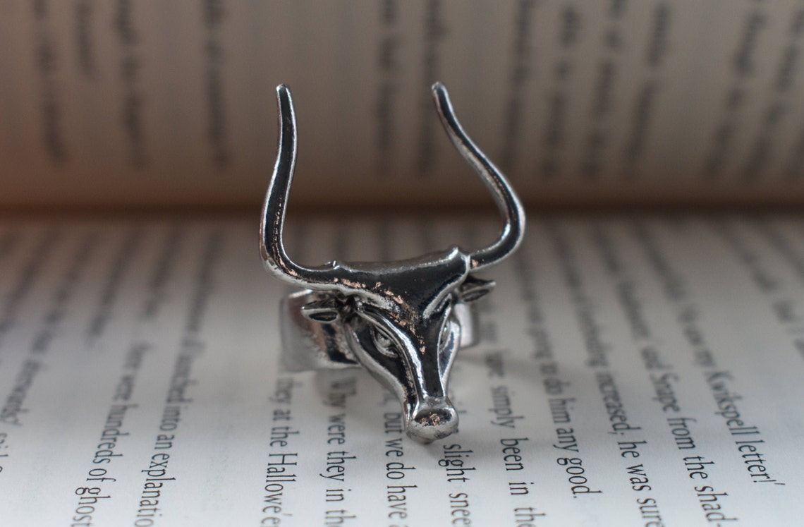 Bull Ring Adjustable Rings Mens Goth Bull Chunky Rings - Etsy