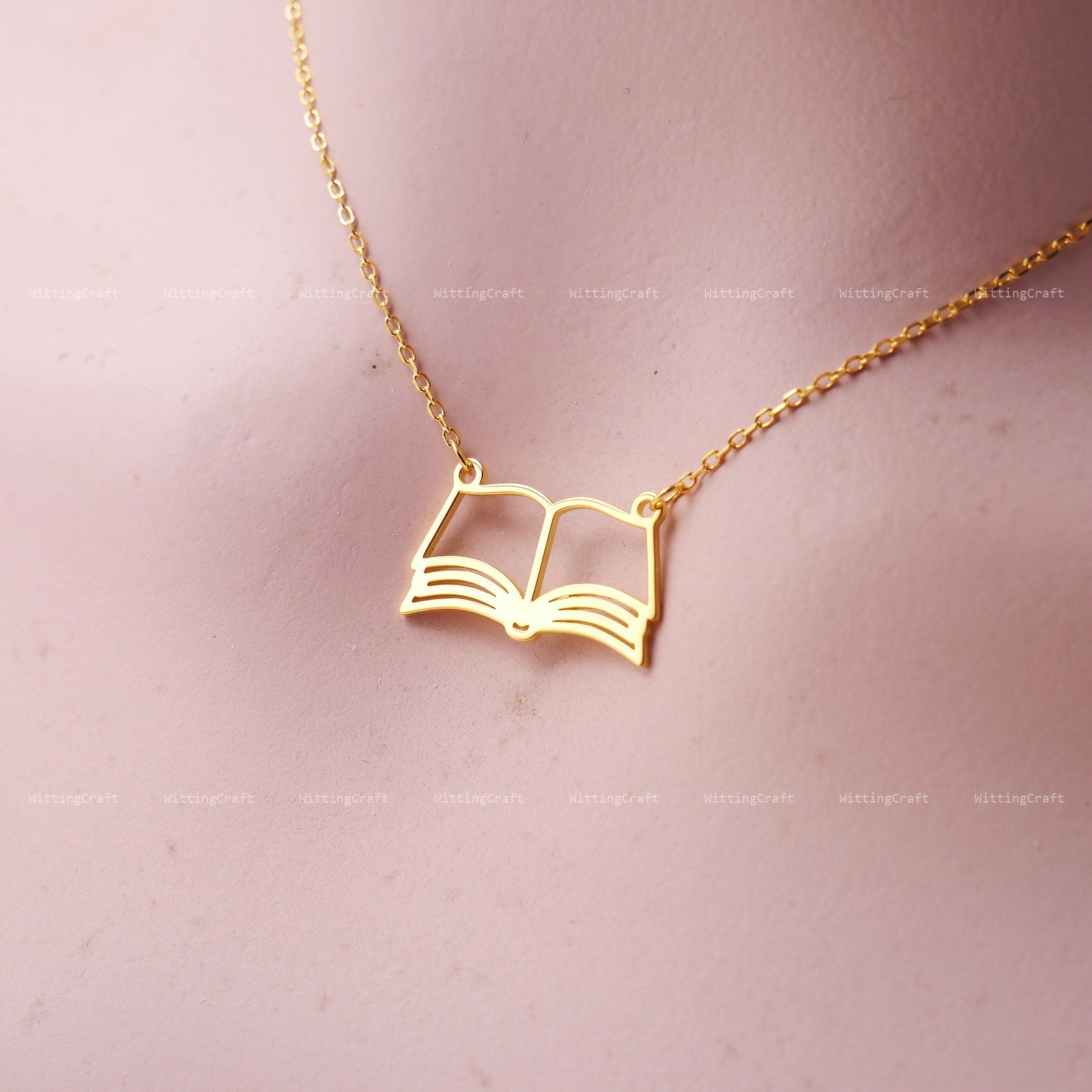Book Necklace, Open Book Necklace, Book Lover Gift, Bookworm Gift, 925 ...