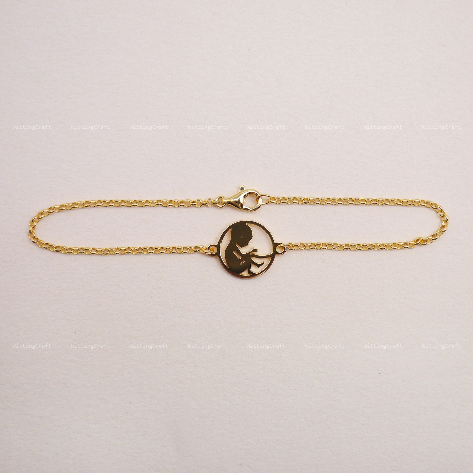 Baby in Womb Bracelet, Fetus Bracelet, Mom to Be Bracelet, 925 Sterling ...