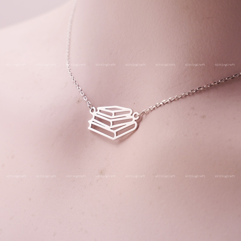 Book Charm, Book Lover Gift, Book Necklace, Bookworm Gift, 925 Sterling ...