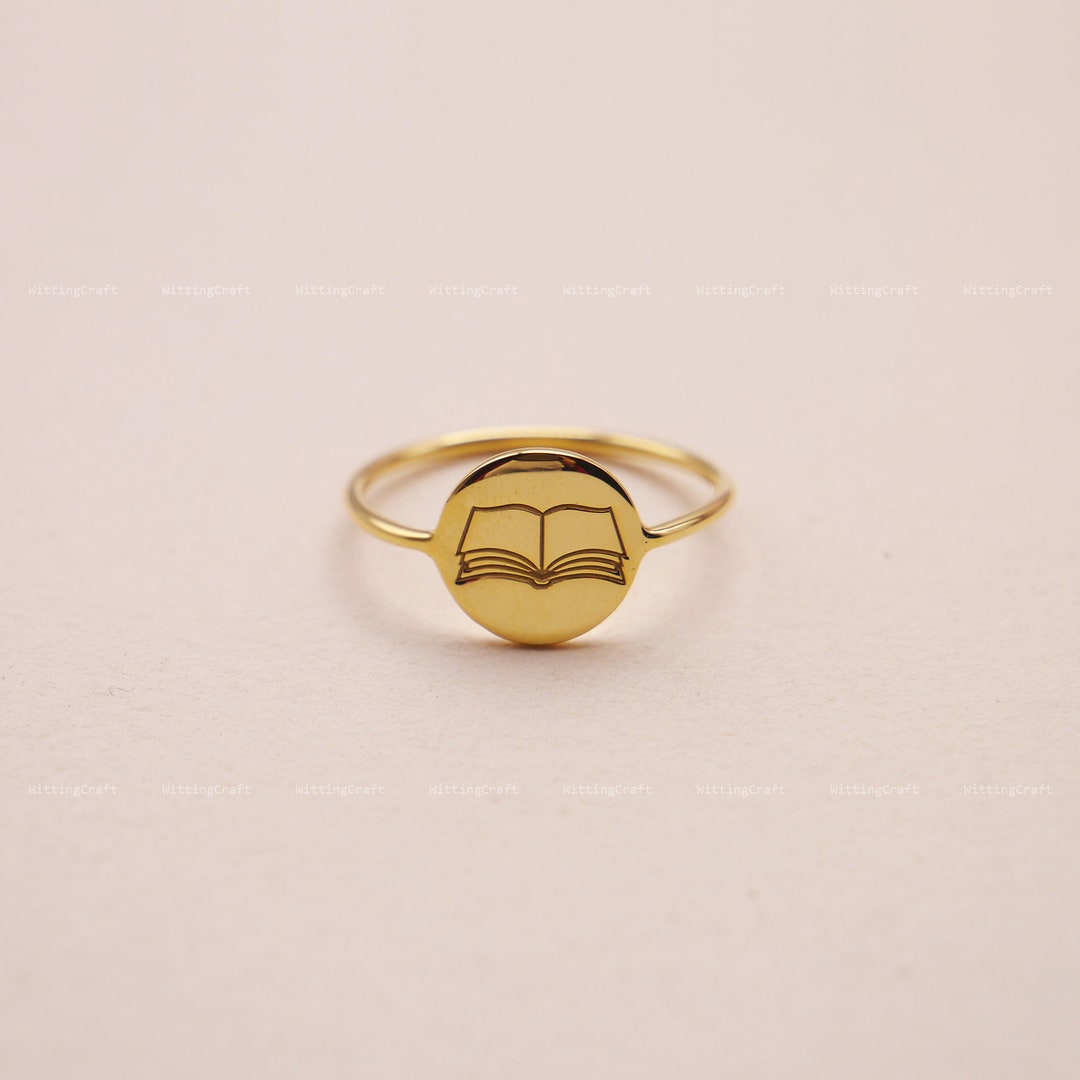 Book Ring, Minimalist Open Book Ring, Book Lover Gift, Bookworm Gift ...