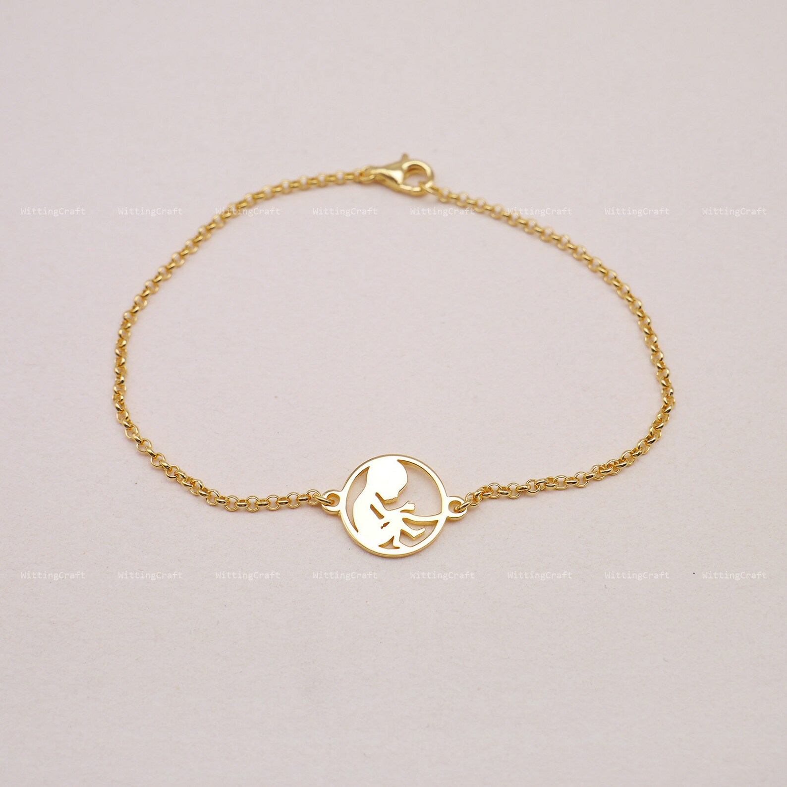 Baby in Womb Bracelet, Fetus Bracelet, Mom to Be Bracelet, 925 Sterling ...