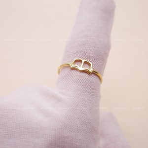 Book Ring, Minimalist Open Book Ring, Book Lover Gift, Bookworm Gift ...