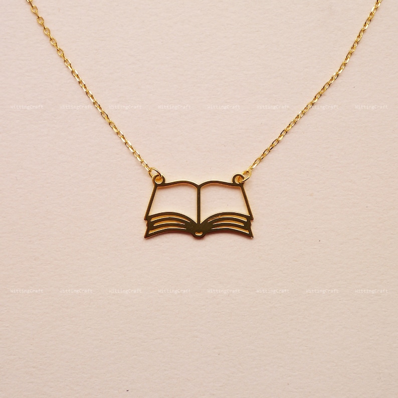 Book Necklace, Open Book Necklace, Book Lover Gift, Bookworm Gift, 925 ...