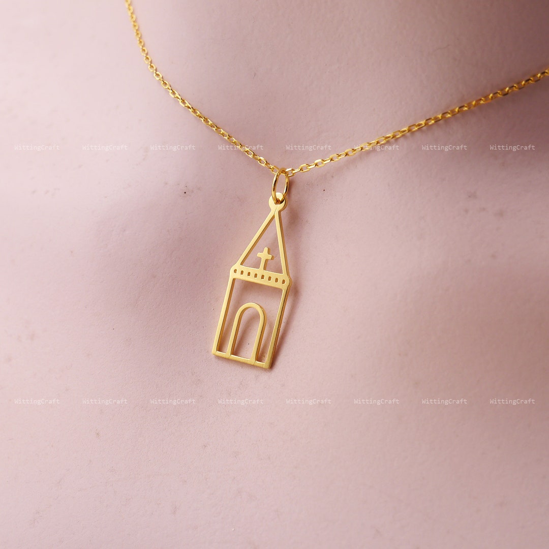 Church Necklace, Christian Necklace, Cross Necklace, Pray to God, 925 ...