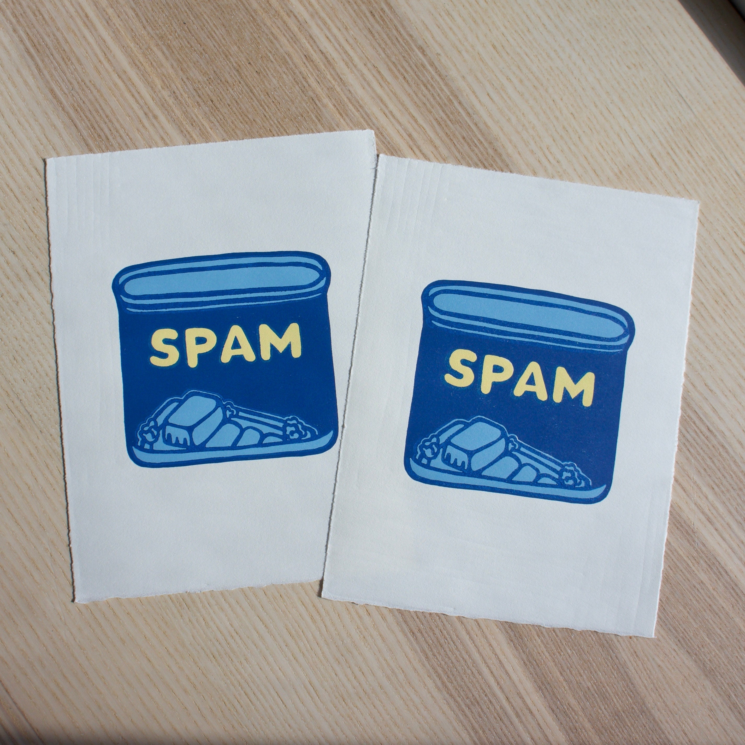 Spam Can - Retro Food Illustration Linocut Art Print - Etsy