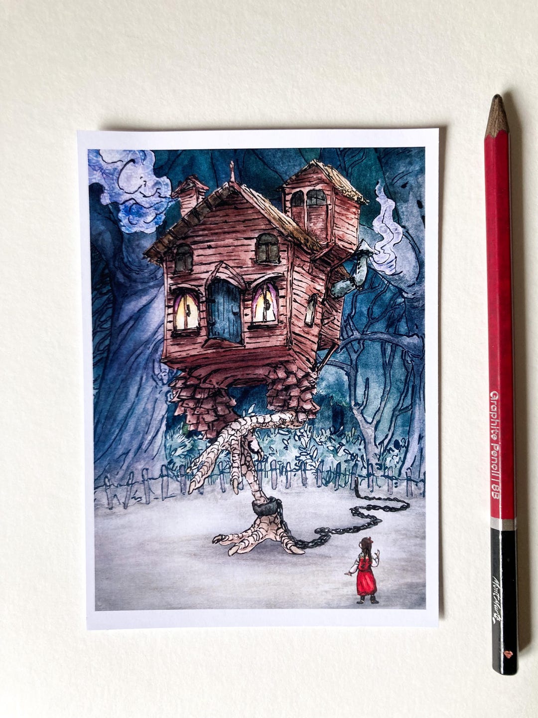 Baba Yaga's House - Mini Art Print - Etsy