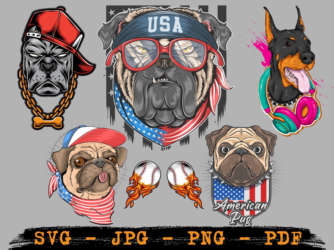 PUG SVG, Patriots Png, American Bully Svg, Paquete de imágenes ...