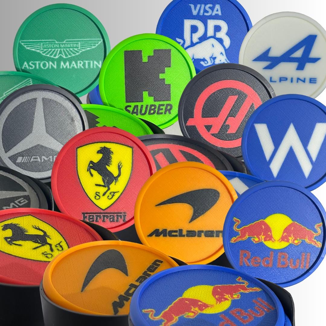 F1 Team Coasters With Holder | F1 Fan Gift | Redbull | Ferrari ...