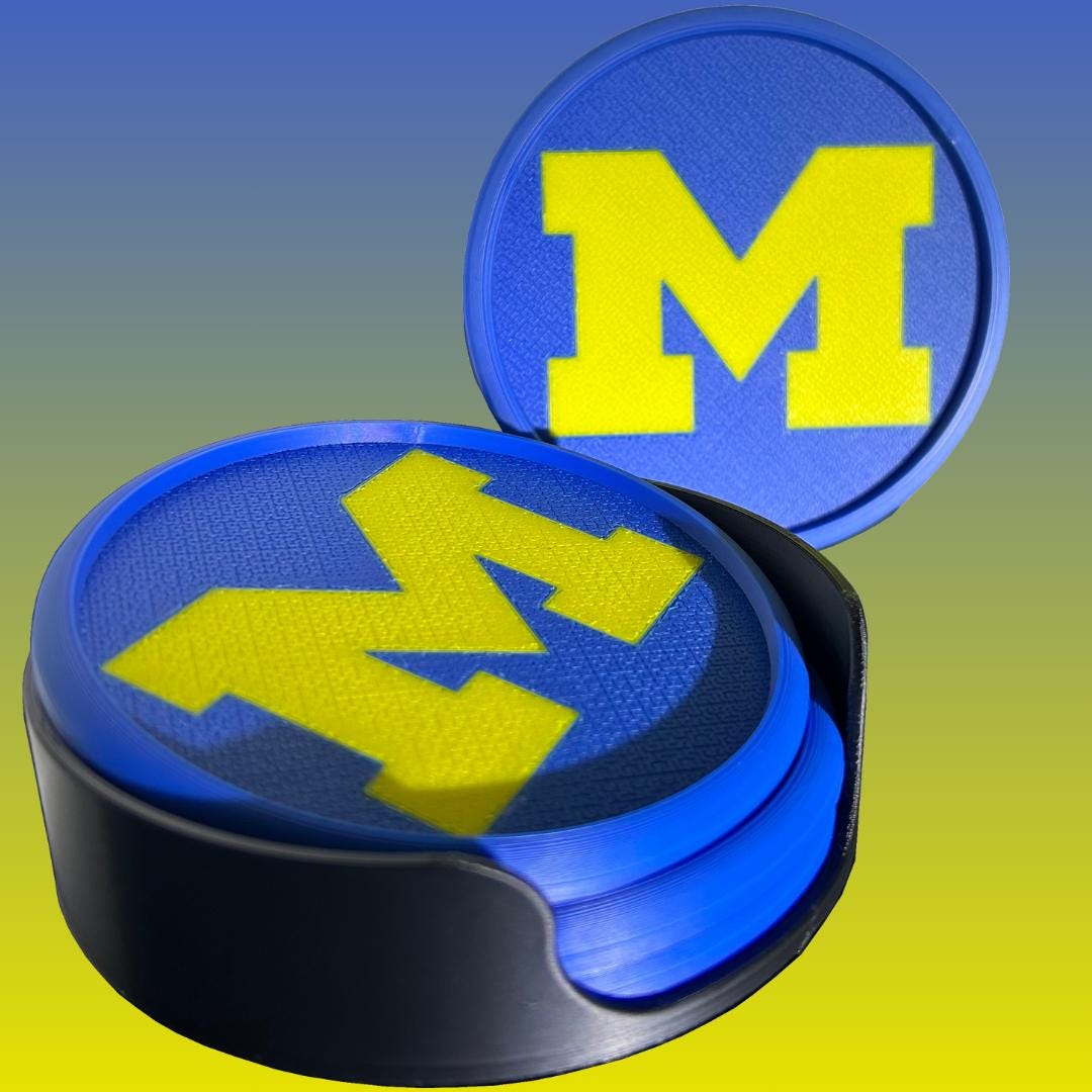 University of Michigan Coasters With Holder | Michigan Fan Gift ...