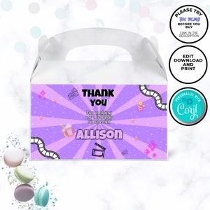 Editable Movie Night Birthday Party Favor Box Label, Printable Movie ...