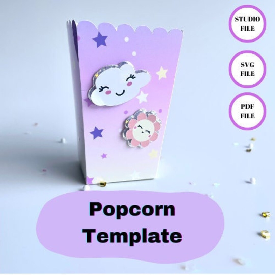 Popcorn Box Template, Snack Box SVG, Cricut Cut File, Silhouette Cut ...