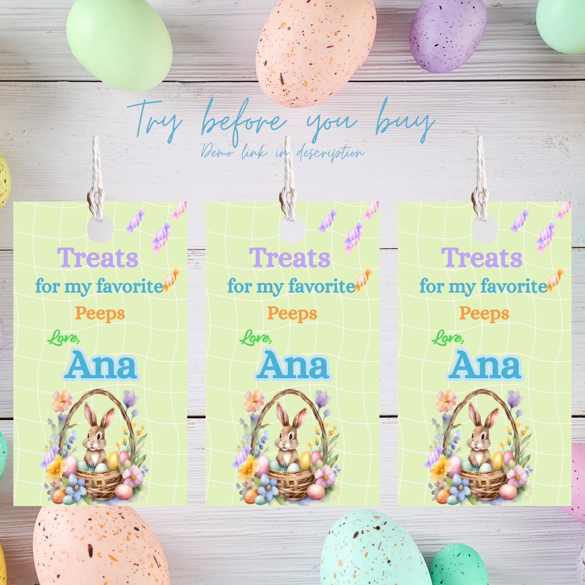 Editable Easter Gift Tag, Printable Easter Basket Name Tag ...