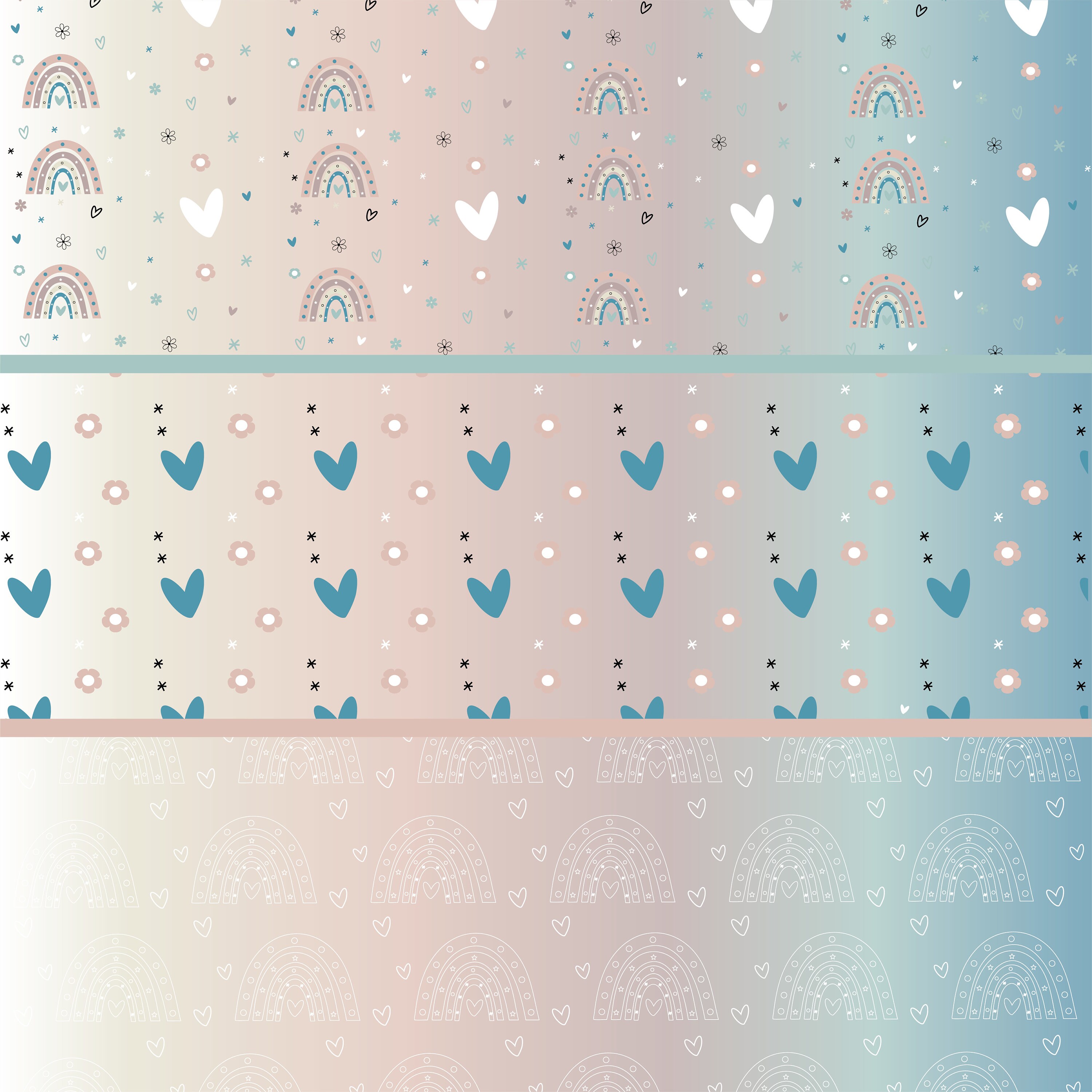 Rainbow Digital Paper Digital Paper 12x12 - Etsy