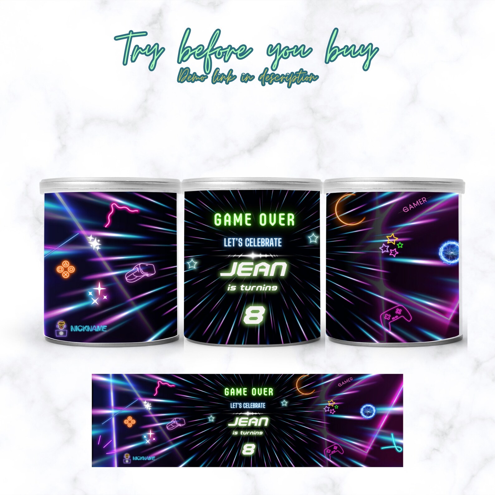 Editable Arcade Chip Can Label. Arcade and Laser Tag Mini Pringles Can ...