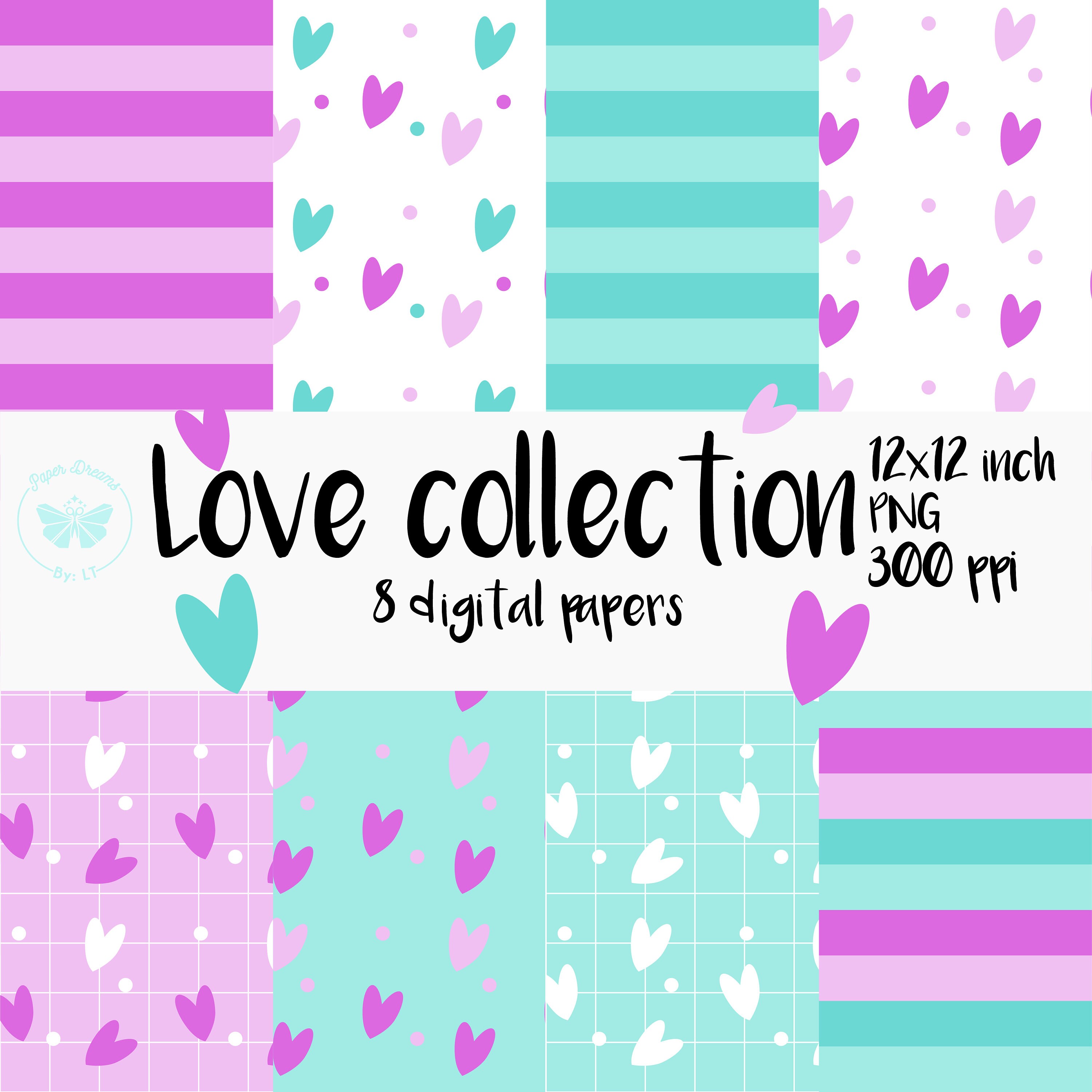 Valentines Digital Papers, Love Digital Paper, Digital Paper 12x12 ...