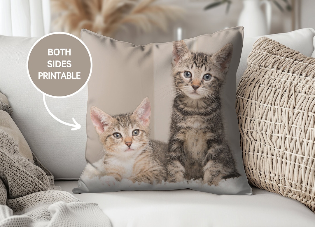 Custom Cat Photo Pillow, Personalized Photo of Cat Throw Pillow ...