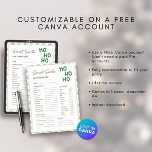 Secret Santa Questionnaire Printable, Team Building Activity, Editable ...