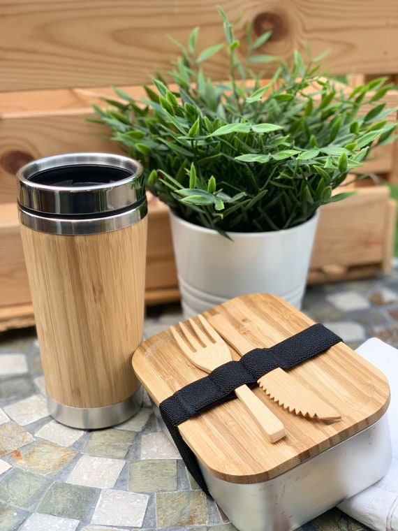 Savannah Bamboo Lunchbox & Bamboo Drinking Flash Set - Etsy UK