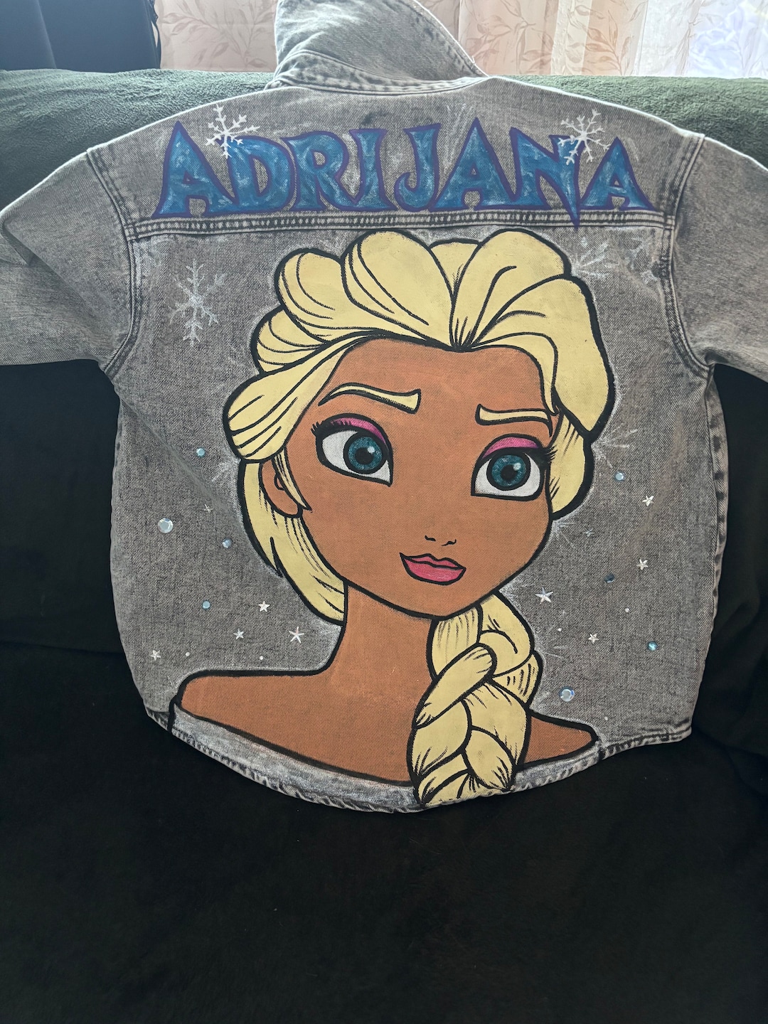 Elsa frozen Denim Jacket Painted and Decorated by Hand. - Etsy