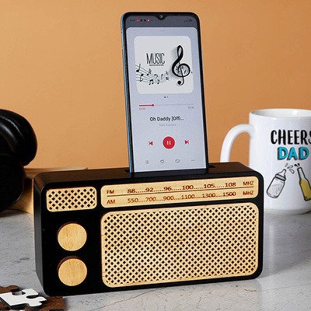 Wooden Amplifier With Mobile Stand/ Mobile Phone Holder, Natural ...