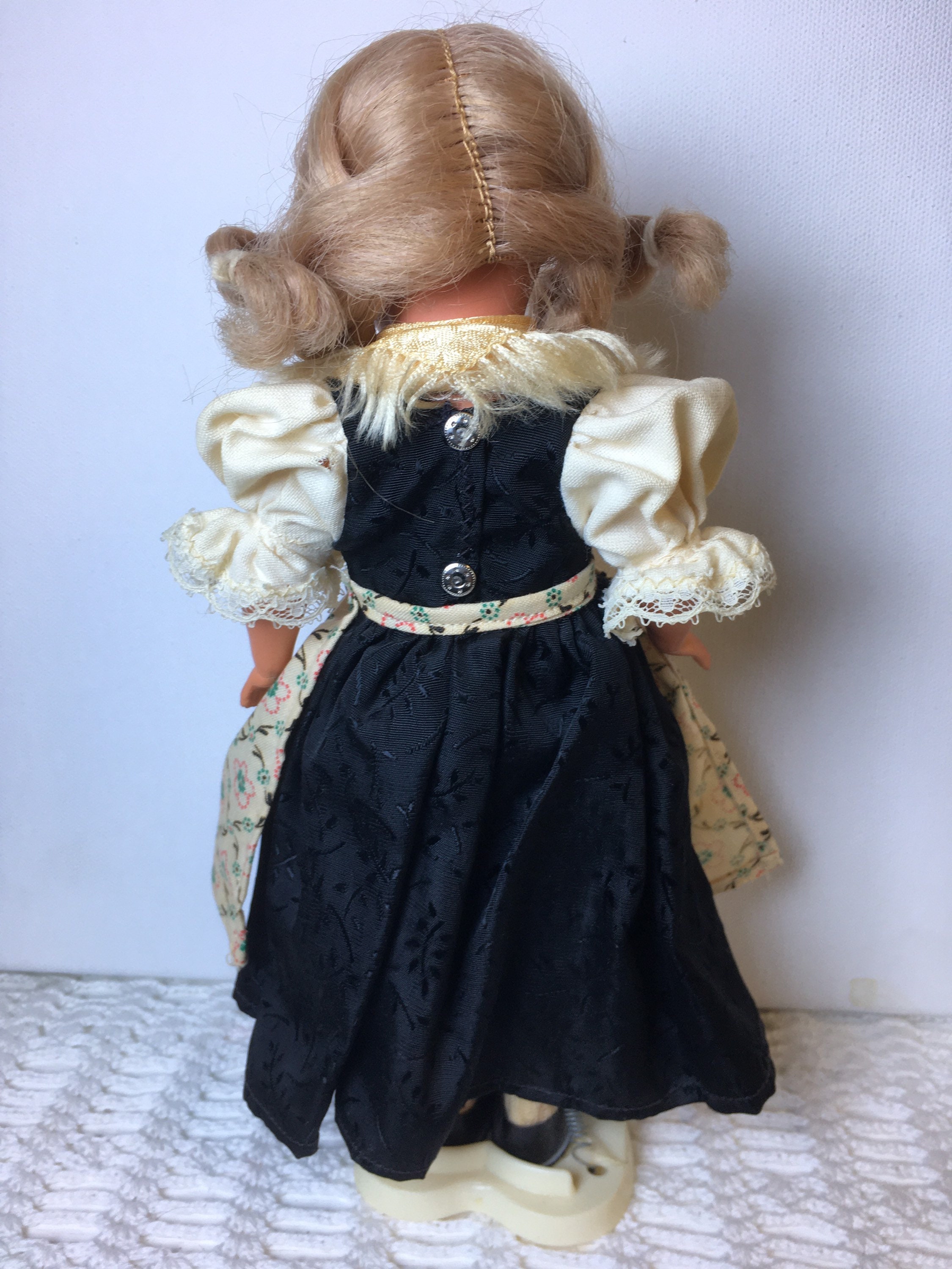 Vintage Doll Dutch Doll Holland Doll, Black Floral Dress Stockings ...