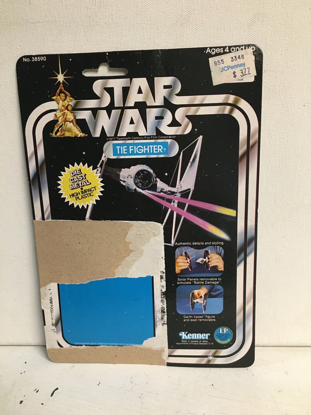 Star Wars Original Cardboard Backing ONLY for Tie Fighter Toy Kenner ...