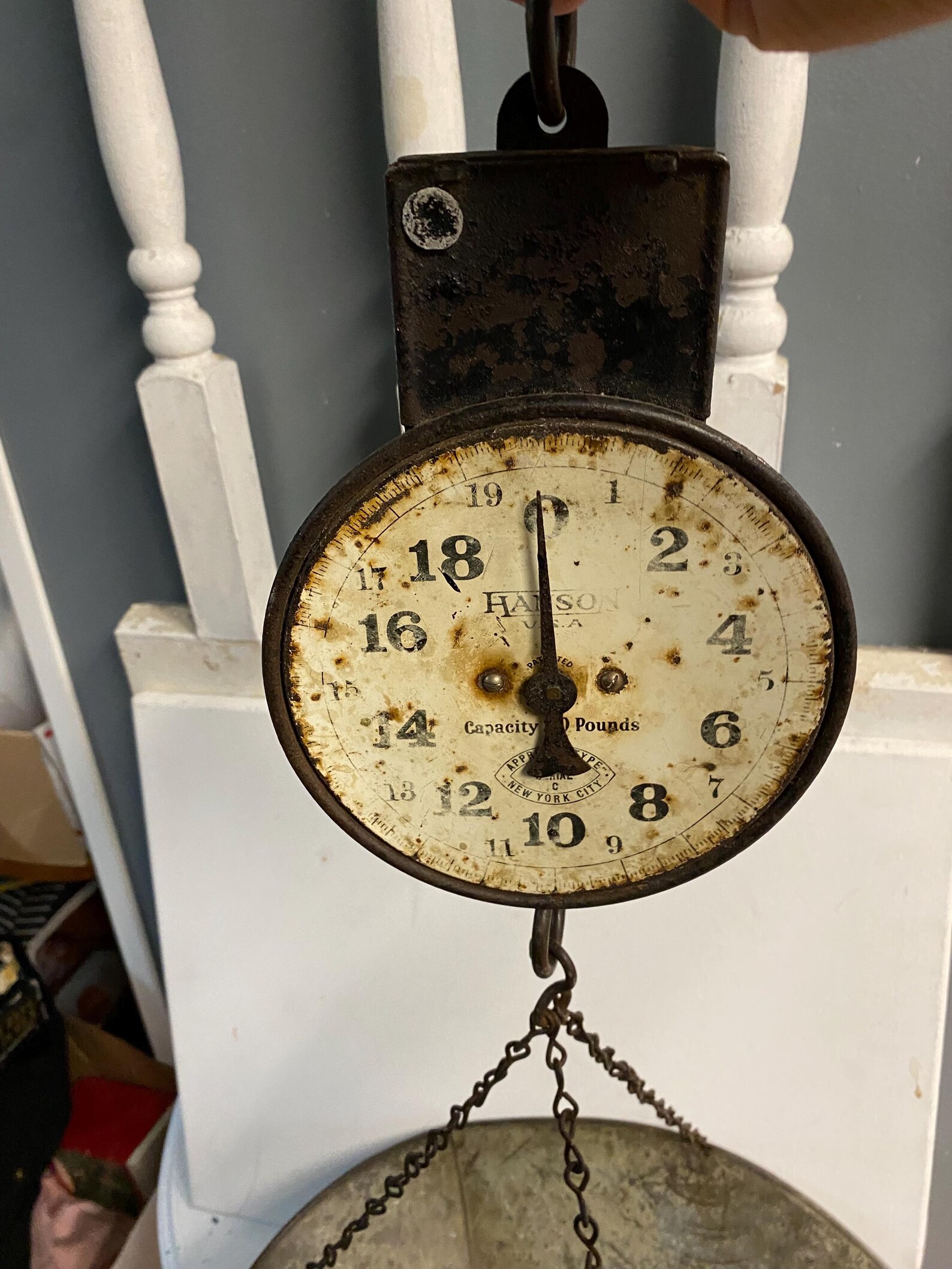 Vintage Hanging Produce Scale Hansen Metal Bin Farmhouse Farm Kitchen ...