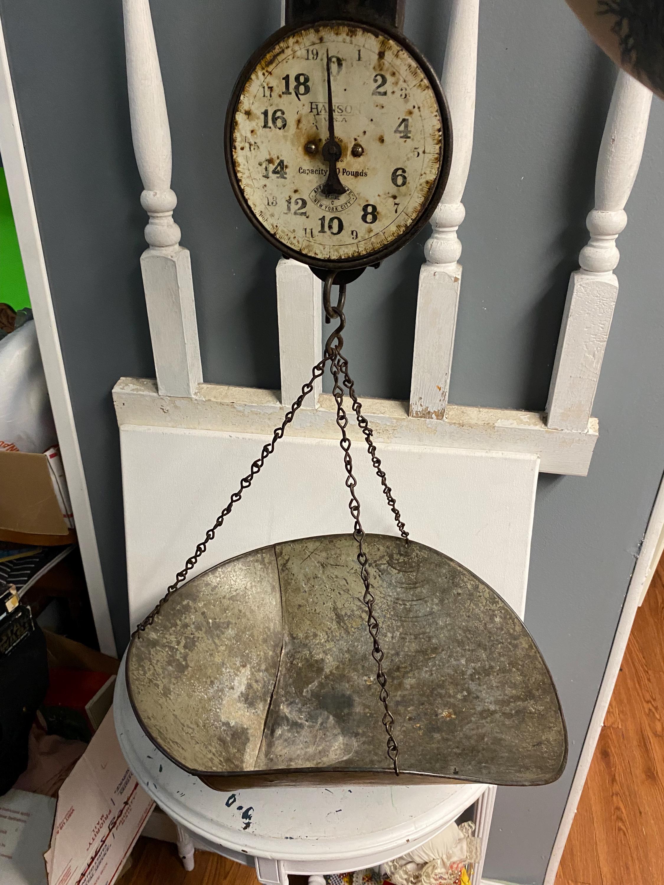 Vintage Hanging Produce Scale Hansen Metal Bin Farmhouse Farm Kitchen ...