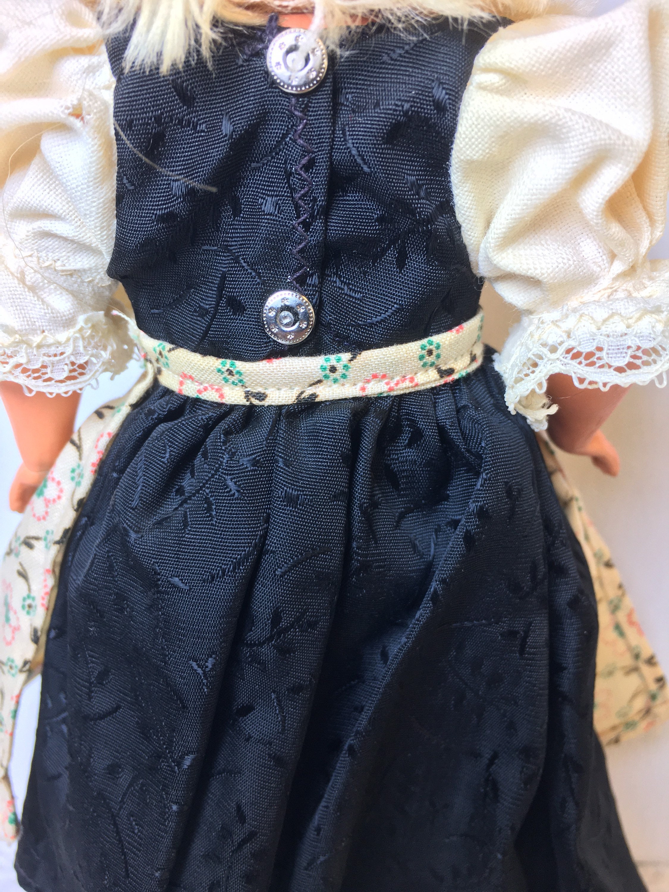 Vintage Doll Dutch Doll Holland Doll Black Floral Dress - Etsy
