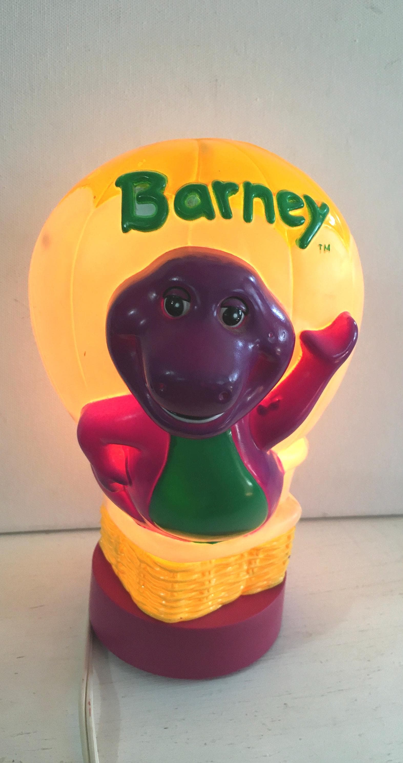 Vintage Barney Lamp Night Light 1992 Collectible Children Cartoon Baby ...