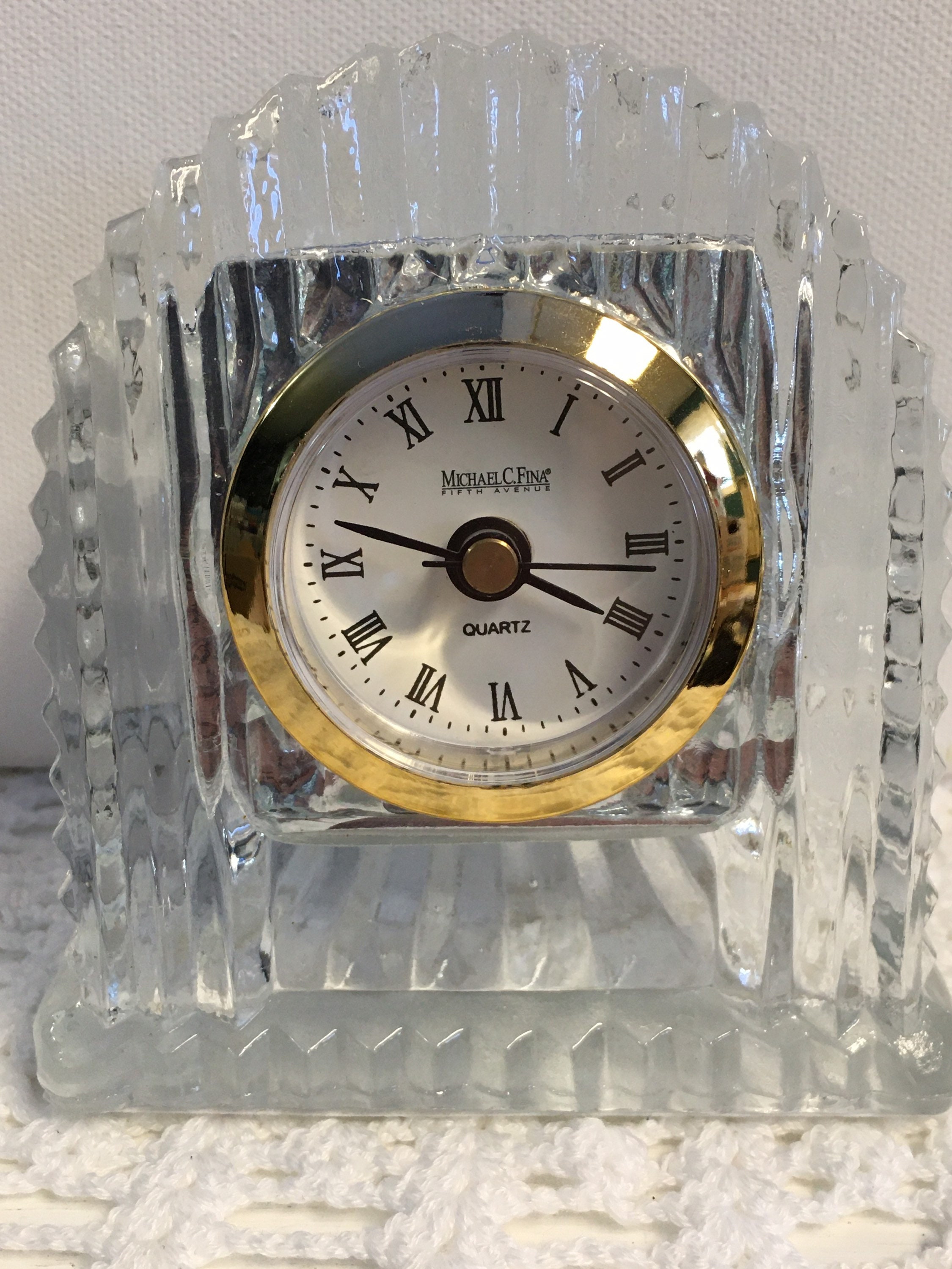 Vintage Michael C Fina 5th Ave. Quartz Battery Desk Clock Hand Cut ...