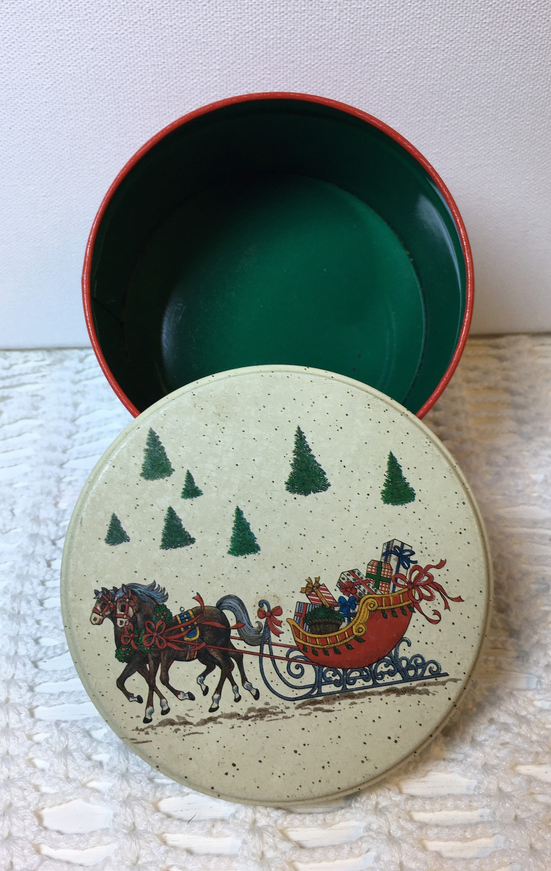 Vintage Christmas Tin Storage Container by Potpourri Press - Etsy
