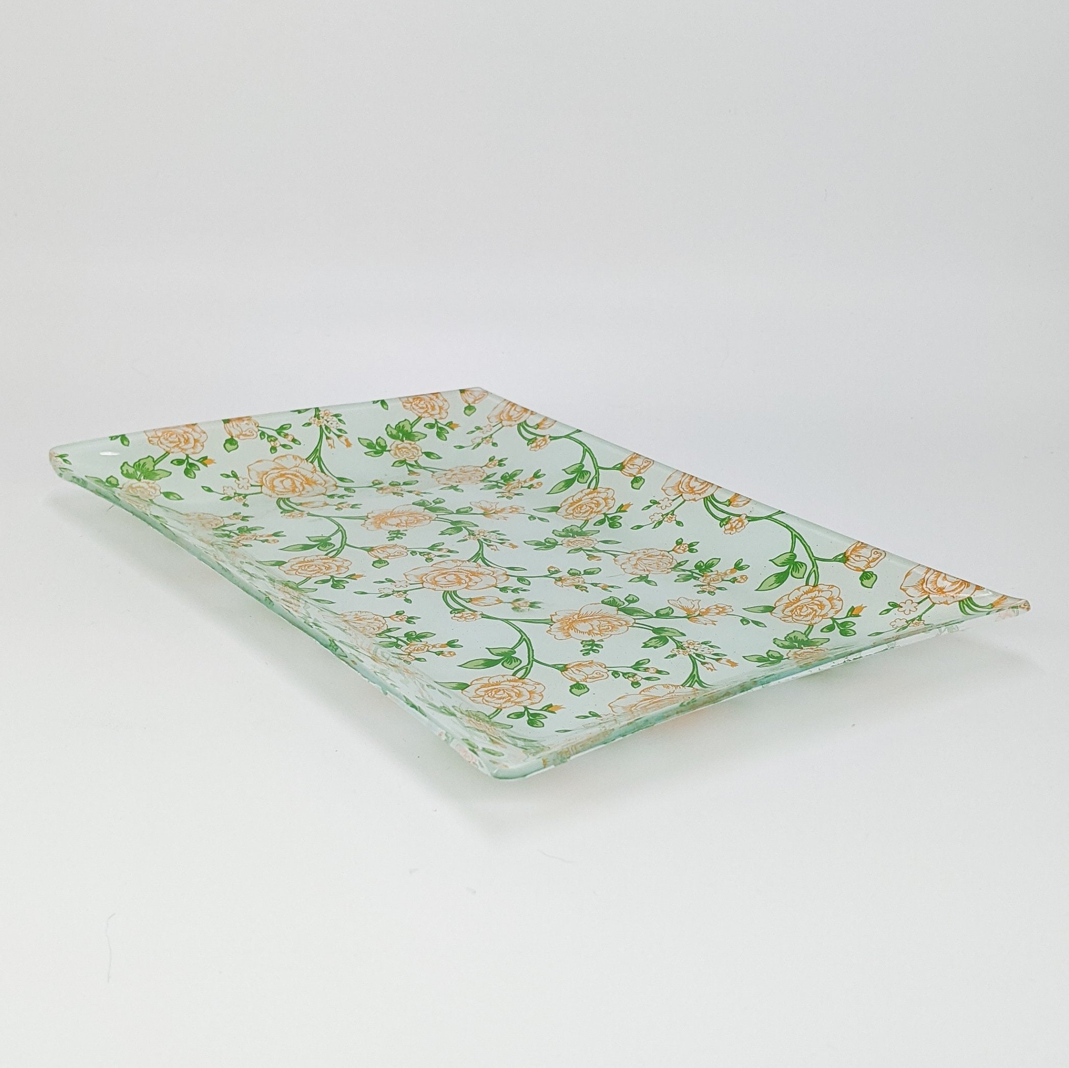 Floral Glass Tray - Etsy