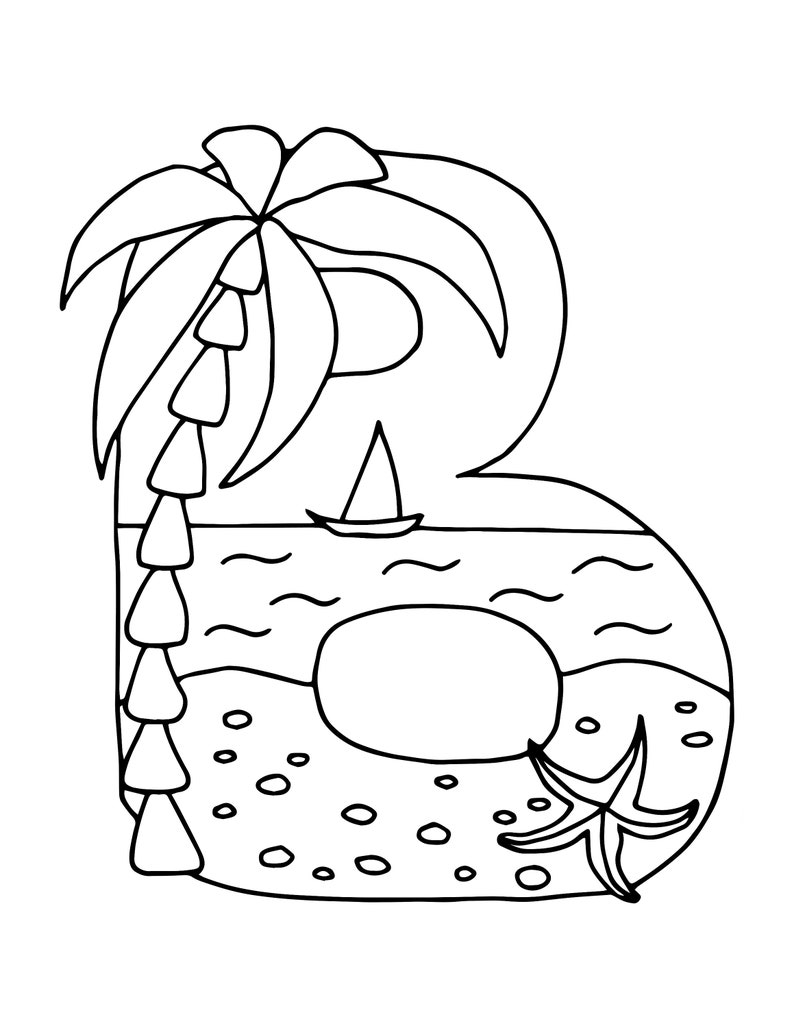 26 Beach Themed Alphabet Coloring Printable Pack - Etsy