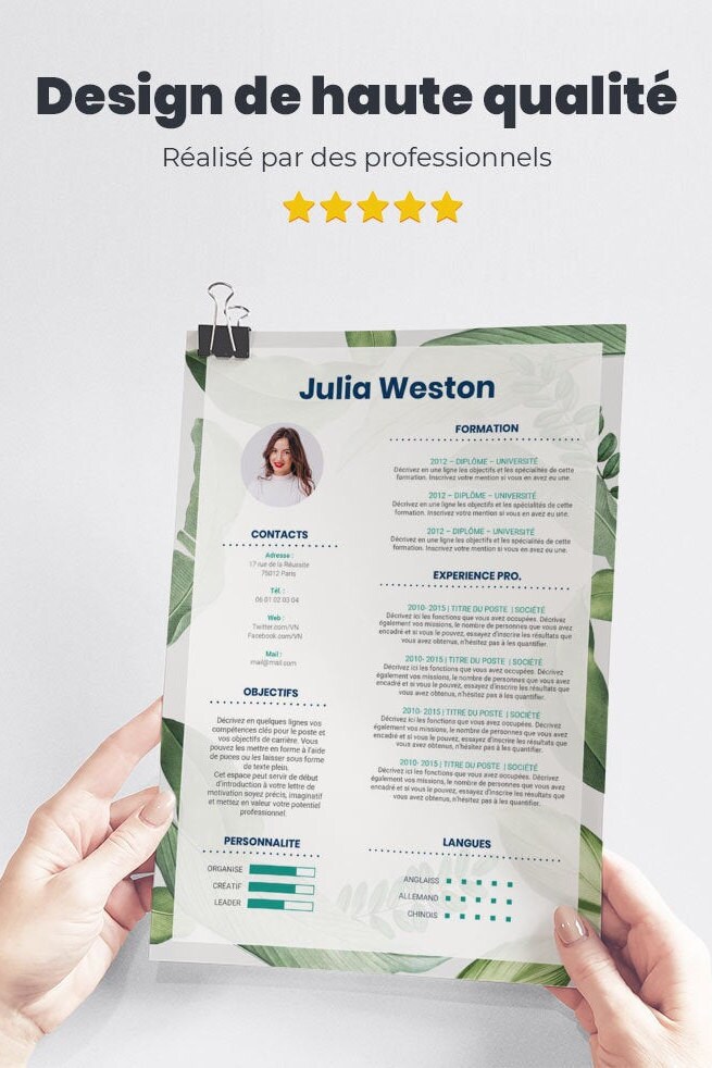 Creative Resume Template: Floral Cv Template for Word & - Etsy