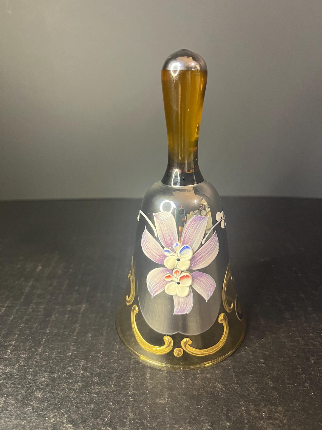 24K Gold Murano Glass Hand Painted Bell - Etsy