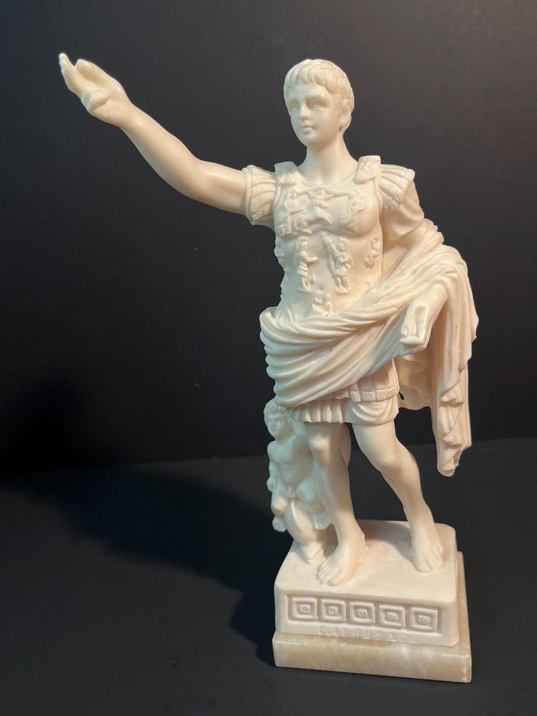 Vintage Gaius Julius Cesar Augustus OCTAVIAN Ivory Resin Roman Statue ...