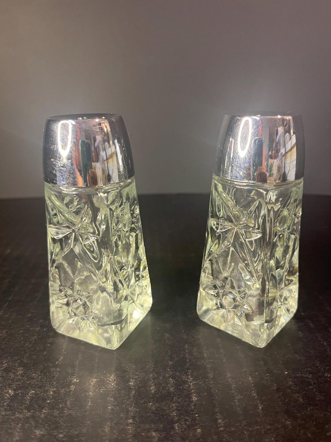 Vintage Anchor Hocking Prescut Clear Glass Star of David Salt and ...