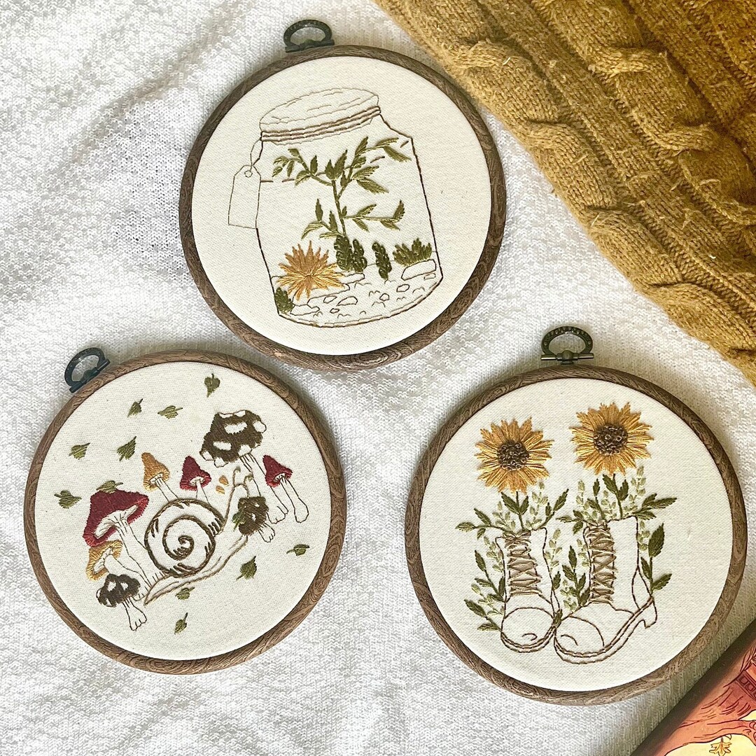 Box of 3 Autumn Embroidery Kits Introduction to Autumn Embroidery ...