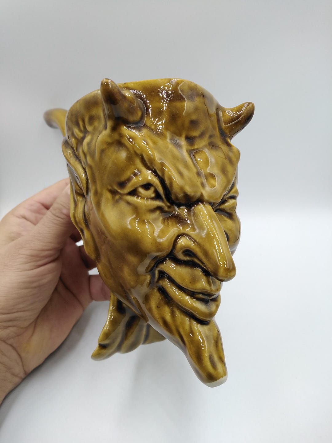 Devil Face Pipe, Vintage Ceramic Devil Ashtray, Soviet Decorative ...
