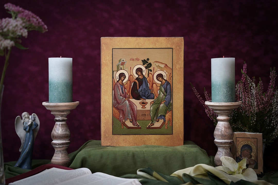 Icon HOLY TRINITY Hand Made Ikonen Icoon Perfect Present, Religious ...